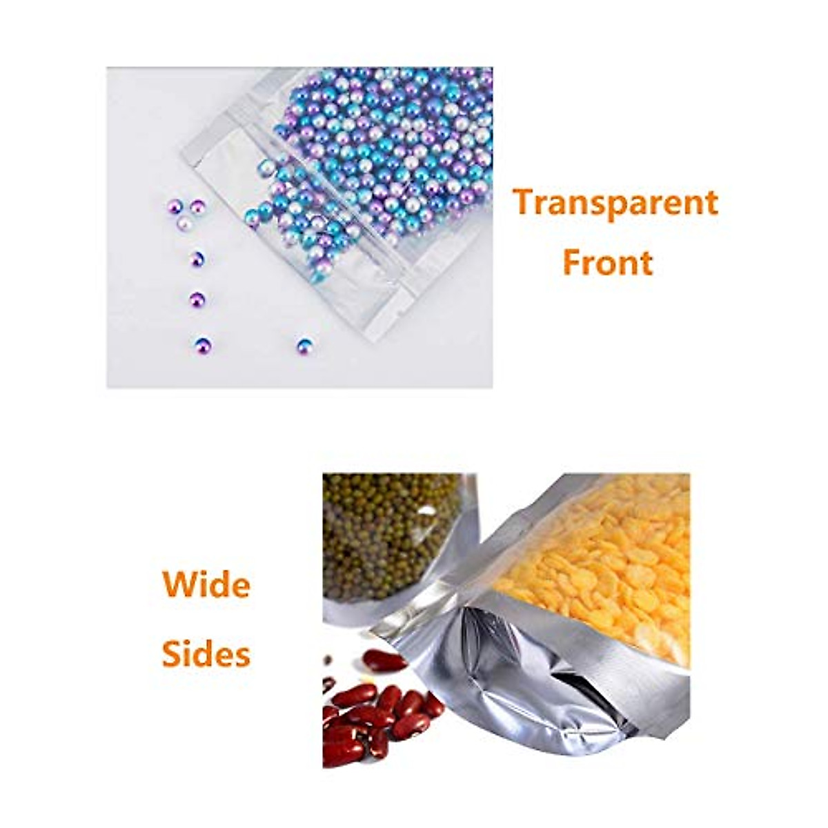 7.1x10.2" Candy Bags, 100PCS Stand Up Aluminum Foil Bags,Smell Proof Bags,Reclosable Airtight Foil Bags,Reusable Food Pouches Bags with Zip Lock,Sealable Treat Bags for Snacks Beans Coffee Dry Fruit