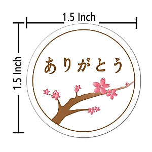 ありがとう Japanese Thank You Stickers 1.5 Inch Grateful Appreciation Labels for Baking Packing,Envelope Seals,Invitation Cards,500 Pcs Per Roll.