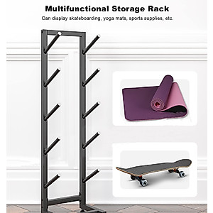 Yoga Mat Holder Floor Storage Yoga Mat Rack Organizer, Double Sided 5-Tier Workout Equipment Storage Holder with Accessories, Mobility Display Shelf, Holds 5-10 (Size : Capacity 5)