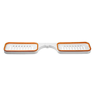 HN 180° Rotatable Bathroom Corner Rack Wall Mounted Shower Shelf Shampoo Storage Rack Holder White Orange, 13x4.3x2.75inch