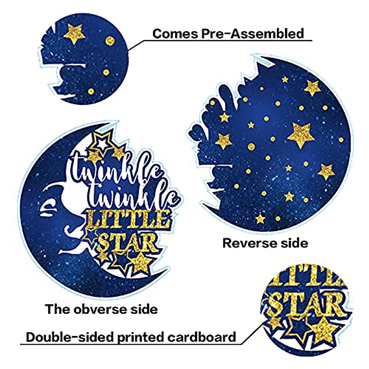 30pcs Twinkle Twinkle Little Star Baby Shower Birthday Hanging Swirls Decorations, Moon and Stars Baby Shower Birthday Party Foil Swirls Decor Supplies