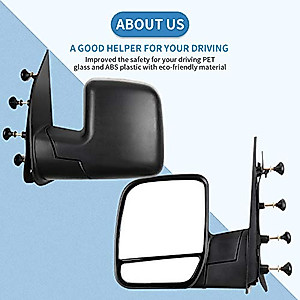 ECCPP Driver Side Mirrors, Left Rear View Mirrors fit 2003-2013 For Ford E-150 E-250 2004-2013 For Ford E-350 E-450 Super Duty E-450 Econoline Black Manual Folding