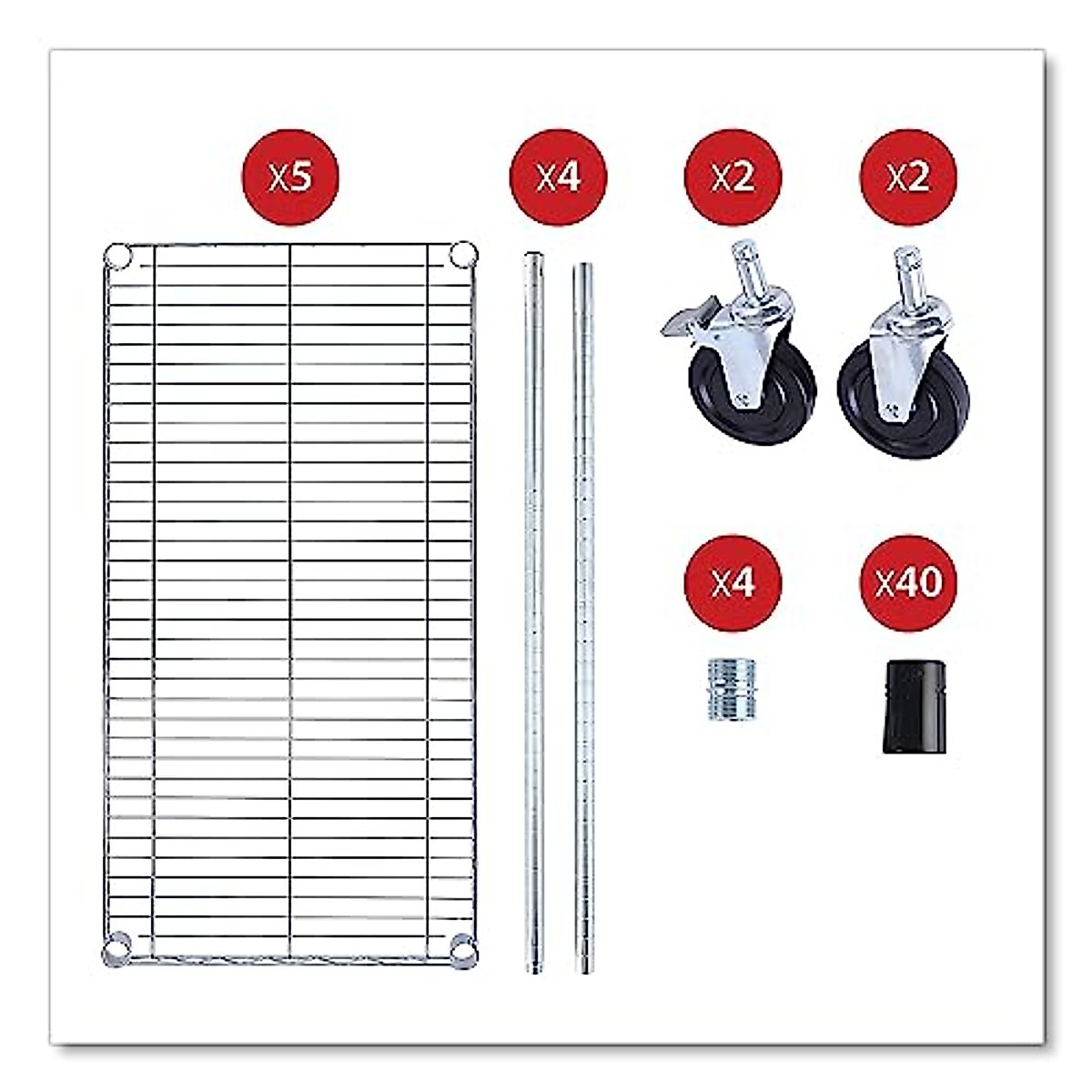 Alera SW653618SR 36 in. x 18 in. x 72 in. Five-Shelf Wire Shelving Kit with Casters and Shelf Liners - Silver