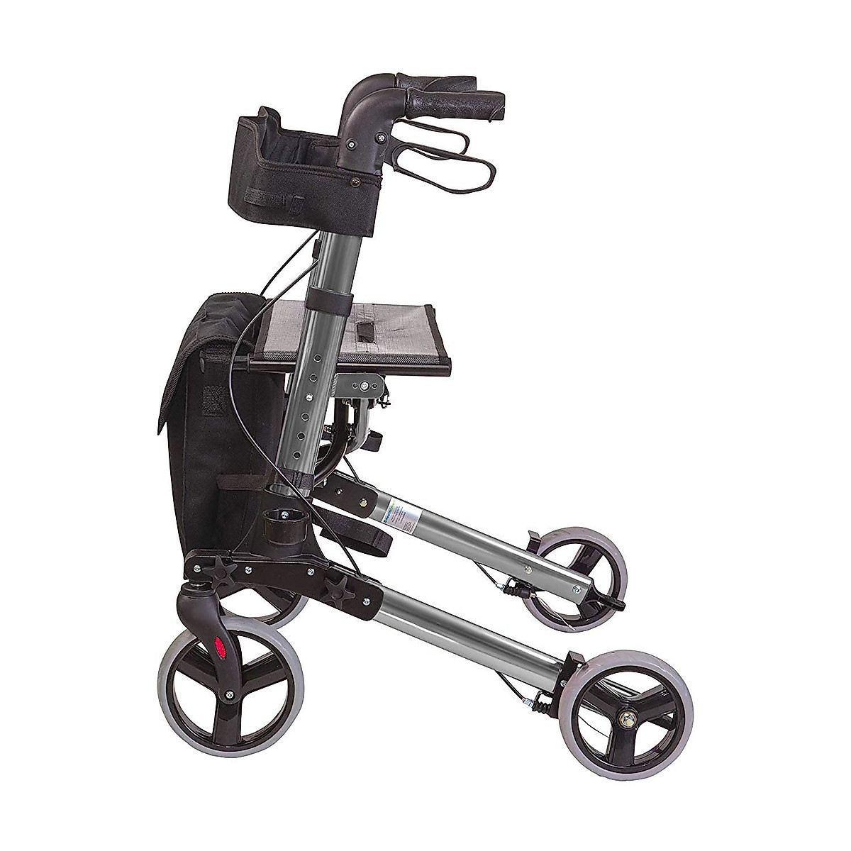 HealthSmart Walker Rollator with Seat and Backrest, Adjustable Handle Height, FSA HSA Eligible, Removable Storage Bag and a Durable Lightweight Frame That Folds While Supporting up to 300 pounds