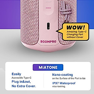 MIATONE 2 Pack BoomPro Bluetooth Speakers 2 x 36W Portable Speaker with Stereo Sound Bass, Bluetooth 5.3 Wireless Speaker (Black + Pink)