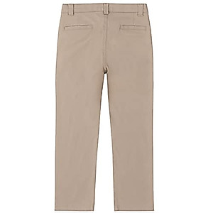IZOD Boys' School Uniform Twill Khaki Pants, Flat Front & Comfortable Waistband, 14 Slim