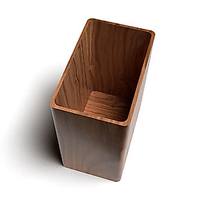 Purelite Modern Wood Trash Can for Bathroom, Bedroom, Dorm and Laundry Room | Small Office Waste Basket for Desk | Narrow and Slim Garbage Bin for Tight Space (Dark Wood)