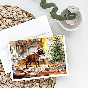 Caroline's Treasures DAC3750GCA7P Boxer Christmas Cookies Greeting Cards Pack of 8 Blank Cards with Envelopes Whimsical A7 Size 5x7 Blank Note Cards