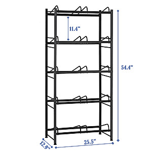 MOOACE 5 Gallon Water Bottle Holder, 5 Tier Water Jug Rack, Water Jug Holder Rack for 5 Gal Water Bottle, Heavy Duty Detachable 5 Gallon Water Jug Stand for 10 Bottles, Black