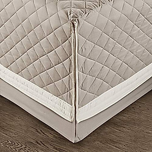 Madison Park 100% Cotton Daybed Cover Set - Trendy Design, All Season Luxury Bedding with Bedskirt, Matching Shams, Decorative Pillow, Diamond Quilted, Khaki 75"x39" 6 Piece