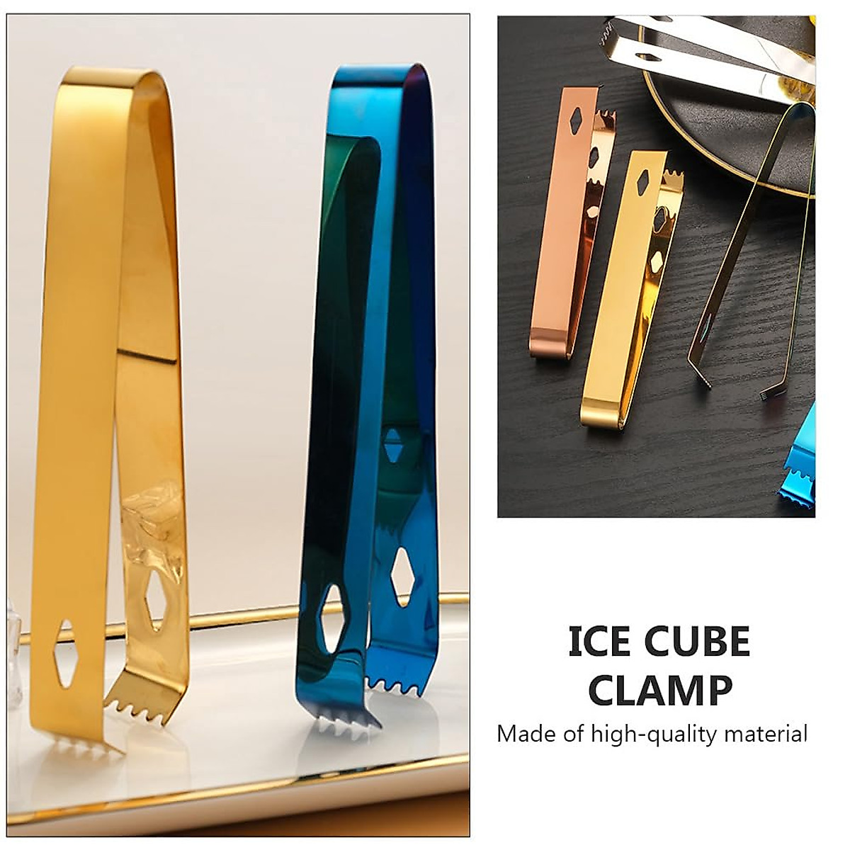 SOLUSTRE 2Pcs Gold Ice Tongs Stainless Steel Ice Bucket Tongs Small Serving Tongs Buffet Clip Ice Scooper for Appetizers Desserts Coffee Tea Party Bar