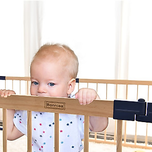 Wooden Baby Playpen for Babies and Toddlers,Baby Playars, Baby Fence Play Area with Safety Gate, Indoor Safety Play Yard,Large Baby Fence with Locking Gate Activity Center (55x79x24 Inches)