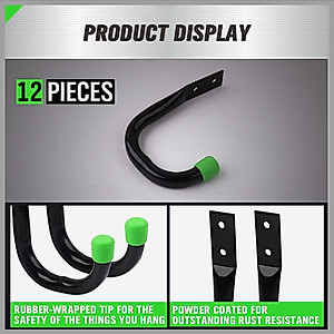 SWANLAKE Heavy Duty Garage Storage Utility Hooks, Utility Hooks for Garage Wall,Color Black (12PCS)