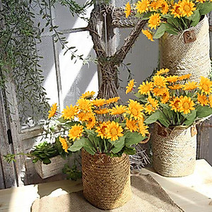 HUAESIN 21 Heads Sunflowers Artificial Flowers Long Stem Fake Sunflowers Silk Sunflower Bouquet for Home Wedding Wreath Party Table Centerpieces Decor