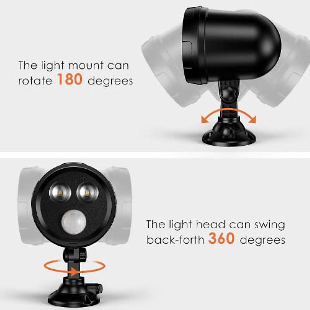 Pwysara LED Outdoor Spotlight - 300 Lumen Battery Operated Motion Sensor Light - Waterproof Outdoor Security Light - Outdoor Spotlight for House, Garage, Yard & Garden Path