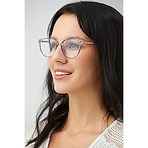 FONHCOO Blue Light Blocking Glasses Women Men Computer Eyeglasses,TR90 Fashion Round Transparent Anti Blue Light Glasses with Anti Eyestrain & UV Glare for Gaming & Reading (Flesh Pink)