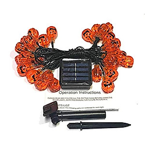 SEMILITS Solar String Lights Outdoor 30LED Yard Decorations with 3D Pumpkin Garden Decor for Halloween Christmas Lights