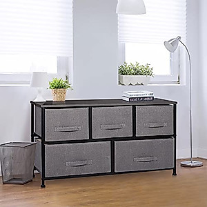 ZenStyle Fabric Dresser with 5 Drawers, Dresser Storage Tower, Storage Cabinet Organizer Unit for Bedroom, Living Room, Closet, Entryway, Hallway, Nursery Room, Grey