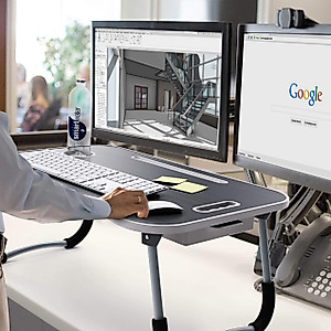 Lap Desk, Foldable Desk Bed Tray, Standing Desk, Laptop Desk, TV Tray Tables for Eating, Bed Table, Bed Desk, Breakfast Tray, Laptop Stand for Bed and Couch, Portable Desk for Dinner, Reading, (Gray)