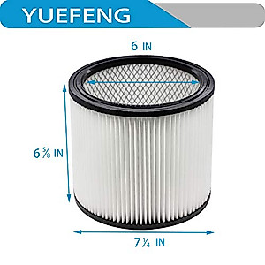 YUEFENG Filter Compatible with Shop-Vac 90350 90304 90333 Replacement fits most Wet/Dry Vacuum Cleaners 5 Gallon and above, Compare to Part 90304, 90585 (1 filter + 2 foam filter)…