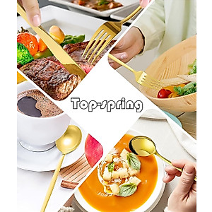 Gold Silverware Set, 30-Piece Stainless Steel Flatware Set Mirror Polished Cutlery Utensil Set Service for 6, Durable Home Kitchen Eating Tableware Set, Include Fork Knife Spoon Set, Dishwasher Safe