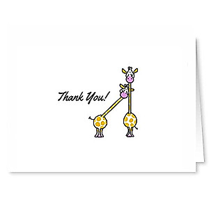 18 Assorted Thank You Note Cards - Blank Assorted Thank You Notes - Boxed Set Cute Animals Note Cards
