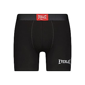 EVERLAST Mens Boxer Briefs, Perfect Boxer Brief for Men, Cotton Stretch Mens Underwear Pack of 6 (Large, Black/Black/Black)