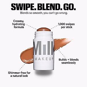 Milk Makeup Matte Bronzer, Dazed (Light Bronze) - 0.19 oz - Cream Bronzer Stick - Buildable, Blendable Color - Matte Finish - 1,000+ Swipes Per Stick - Vegan, Cruelty Free