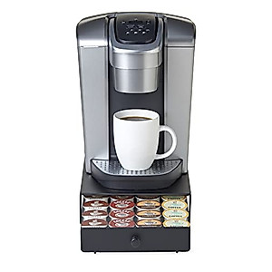 Nifty Coffee Pod Mini Drawer – Black Finish, Compatible with K-Cups, 24 Pod Pack Holder, Non-Rolling, Under Coffee Pot Storage, Sliding Drawer, Home Kitchen Counter Organizer