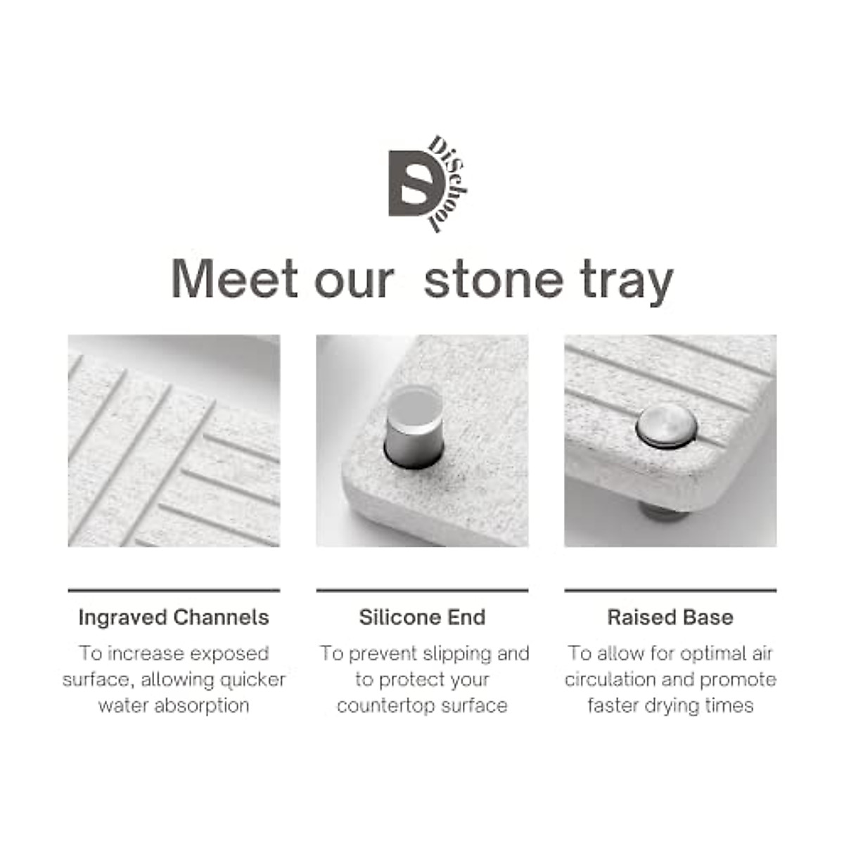 DISCHOOL Instant dry sink organizer, lifestyle bathroom countertop sink tray for soap bottles. Fast drying stone bathroom sink tray/bathroom sink caddy