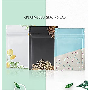 100PCS Colorful Strip Bag For Candy Coffee Food Saver Storage Disposable Snack Container Ziplock Packet Biscuit Bag Resealable Thick Bag Aluminum Foil Bags Sample Bag 3.1x4.7in