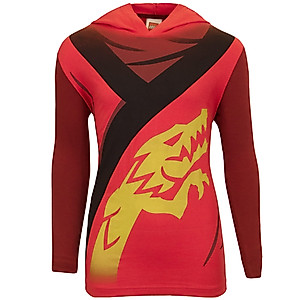 LEGO Ninjago Boys Pants Sets, Ninjago Pullover Hoodie Tee and Pants Sets for Boys (Red, 7)