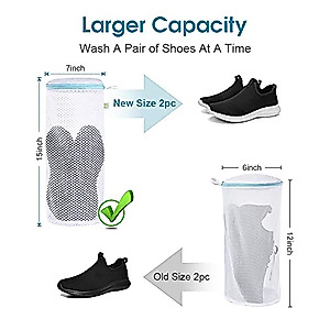 OTraki Shoe Washing Bag 7 x 15 Inch Shoe Bag Washing Machine 2 Pack Shoes Washer Bag Durable Sneaker Mesh Laundry Bag Multi-Functional Polyester Net for Sneakers Flat Shoes