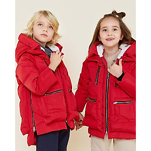 Orolay Children Hooded Down Coat Girl's Quilted Puffer Jacket Boy's Winter Jackets Red 120CM