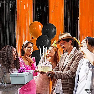 KatchOn, XtraLarge, Black and Orange Foil Fringe - 8x6.4 Feet, Pack of 2 | Graduation Decorations Class of 2023 Orange and Black | Orange and Black Graduation Decorations | March Madness Decorations