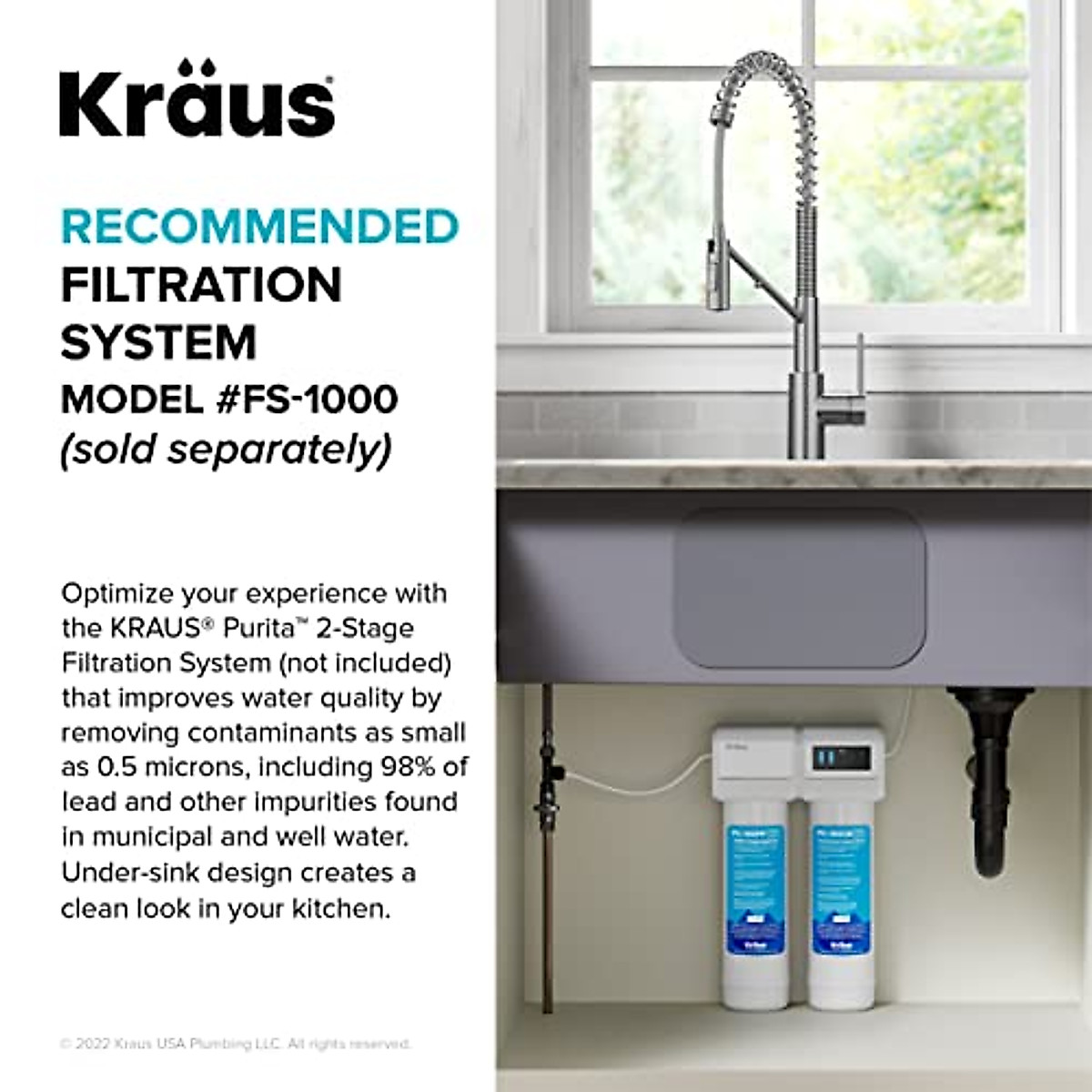 KRAUS Oletto 2-in-1 Commercial Style Pull-Down Single Handle Water Filter Kitchen Faucet for Reverse Osmosis or Water Filtration System in Spot-Free Antique Champagne Bronze, KFF-2631SFACB