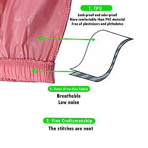 AQX Adult Leakproof Underwear for Women, Washable Low Noise Reusable Adult Diaper Cover, Pink Plastic Pants Cover Unisex 2Pcs (XL, Pink)