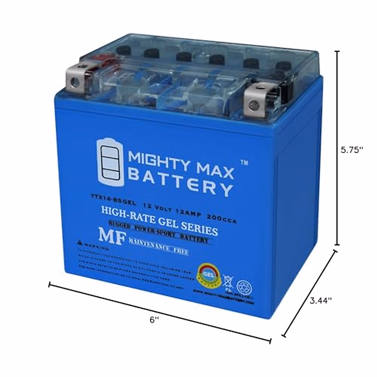 Mighty Max Battery YTX14-BS GEL Battery for Honda 420 TRX420 Fourtrax Rancher 2x4 2016