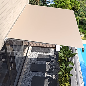 AECOJOY 13'×8' Manual Retractable Awning Sun Shade Patio Awning Cover Outdoor Patio Canopy Sunsetter Deck Awnings with Manual Crank Handle, Beige