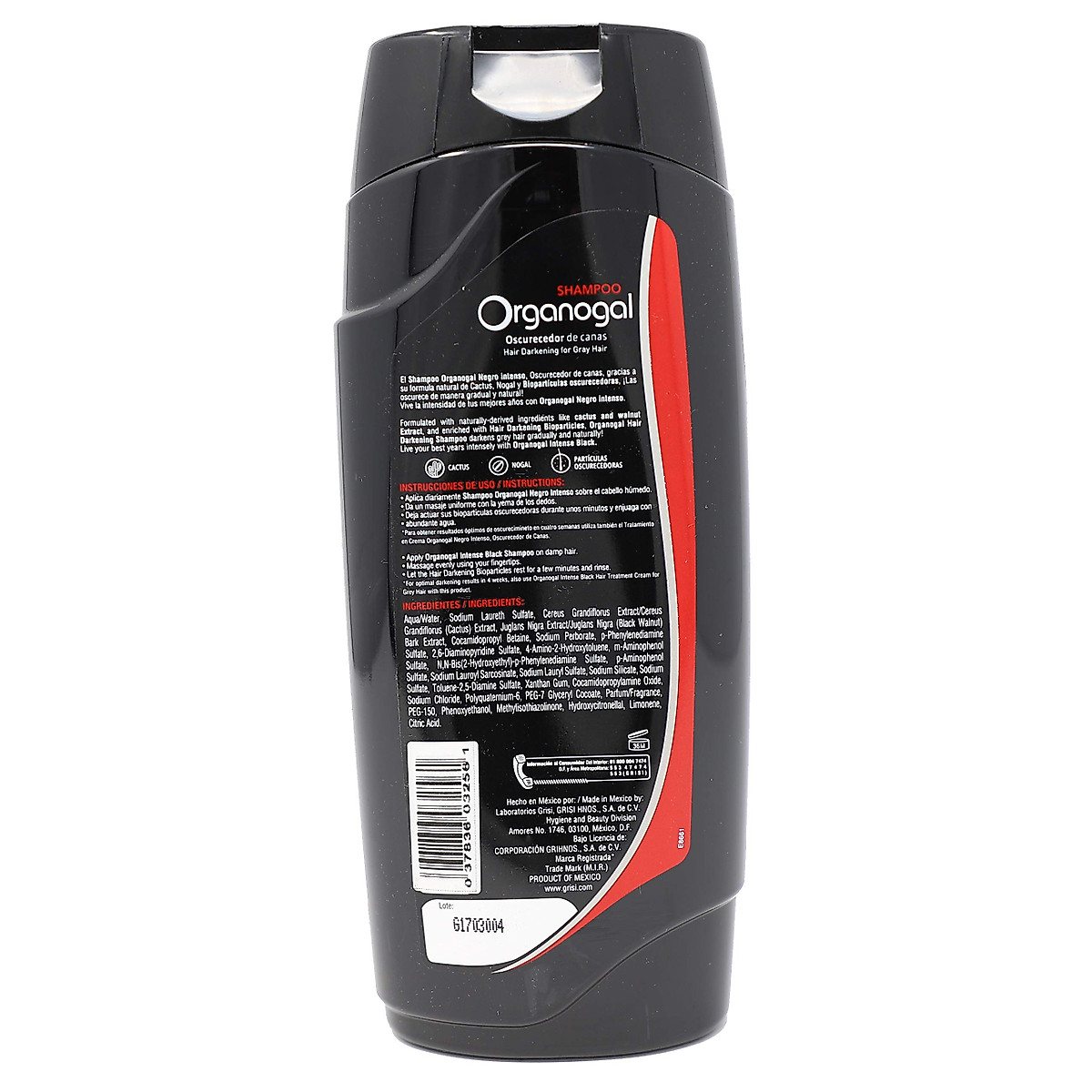 Grisi Organogal Shampoo| Darkening Shampoo with Cactus Extract, Darkening Hair Product for Gray Hair; 13.5 Fl Ounces