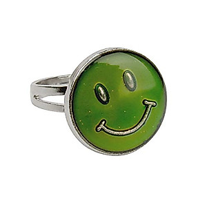 RIMOBUL Authentic Adjustable Mood Ring,Smiley Face，Magic Eyes - Pack of 3