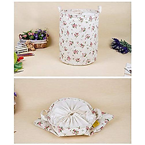 Hflove Large Thick Folding Laundry Basket Waterproof Cotton Storage Basket Floral Laundry Basket