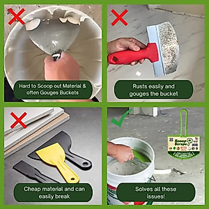 Curved Bucket Scoop for 5 Gallon Buckets, Nylon Bucket Scraper for Drywall Mud, Paint, Epoxy Resin, Scrapes Buckets Clean, No More Bucket Shavings in Material - Won't Rust - Made in USA by Buddy Tools
