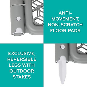 Evenflo Versatile Adjustable and Portable Play Yard with Lawn Stakes for Outdoor Use, Non-Scratch Floor Pads for Indoor Use, and Foldable Design with Molded Handle for Easy Transportation, Cool Gray