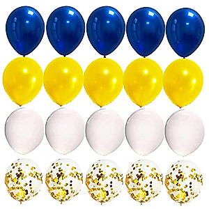 Graduation Party Decorations 2023 Blue and Yellow Balloons/Navy Blue Yellow Gold Party Decorations/Navy Blue Yellow Birthday Decorations 20pcs for Navy Blue Yellow Graduation Party Supplies 2023