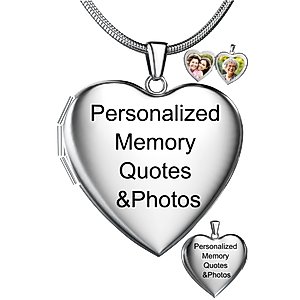 Fanery Sue Heart Locket Necklace That Holds Pictures, Customized Locket Necklace Personalized Lockets with Picture inside, Silver Gold Locket Memory Gifts for Women (Silver Glossy)