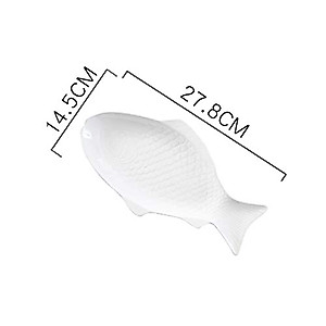 Healeved Fish Plates Ceramic，Serving Food Platter Serving Platters Shrimp Cocktail Serving Dish Storage Platter for Restaurants Home (11 Inches White)