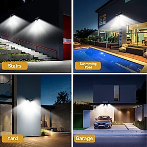 LUSCREAL Solar Lights for Outside, 180LED Motion Sensor Outdoor Lights, 270° Wide Angle Solar Motion Lights Outdoor IP65 Waterproof, 3 Heads Outdoor Solar Security Lights for Garage Yard Patio, 1Pack
