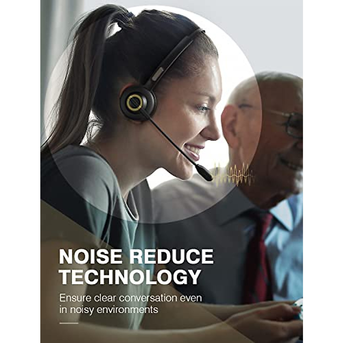 Bluetooth Headset with Microphone, NIXIUKOL Trucker Bluetooth Headset Noise Cancelling Microphone with Charging Base, Hands-Free Wireless Cell Phone Headset for Home Office Call Center Skype PC Laptop