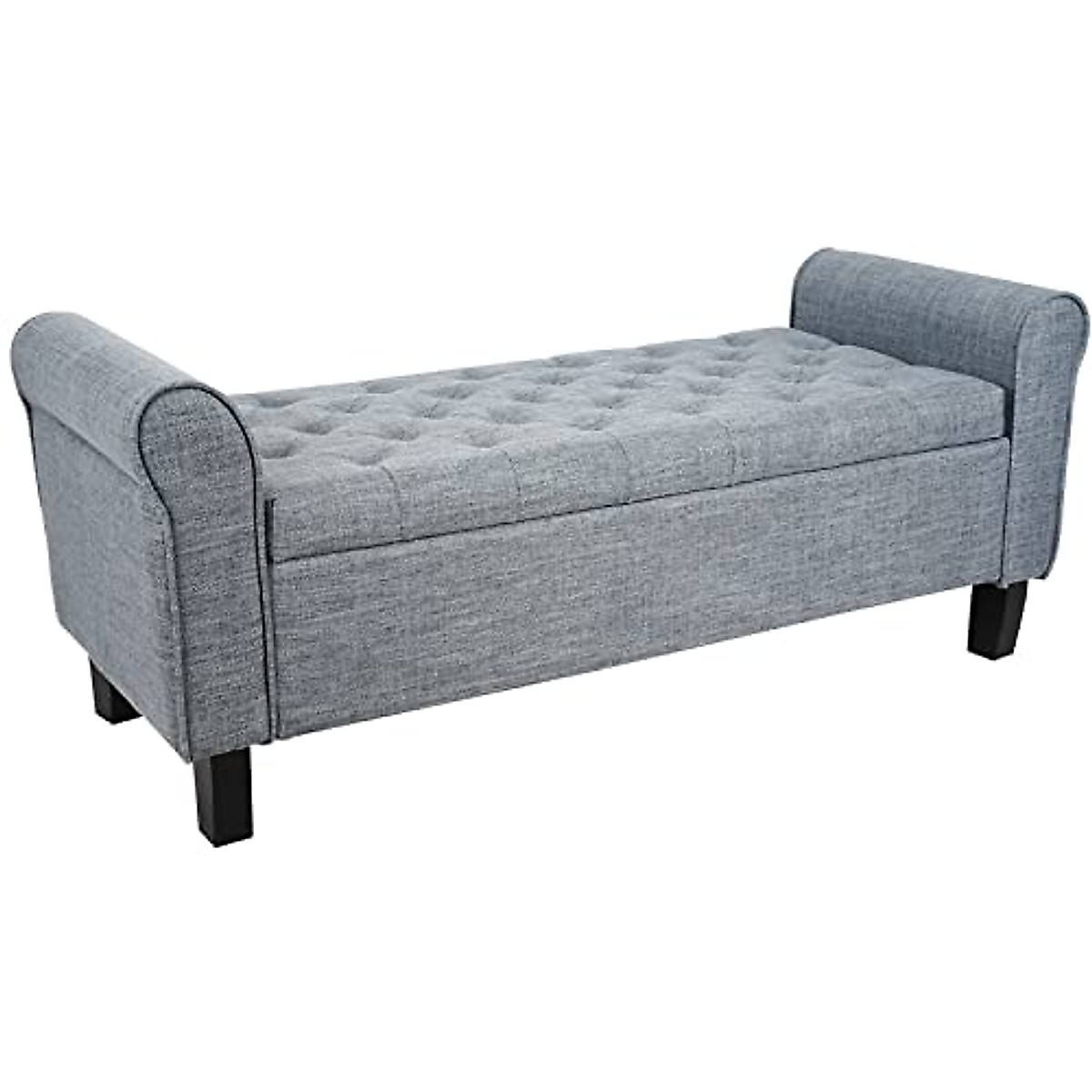 Babion Storage Bench for Bedroom End of Bed,Linen Ottoman Bench with Storage and Arms,Upholstered Fabric Storage Bench with Button Tufted,Large Storage Bench for Bedroom, Bench Linen Dark Gray